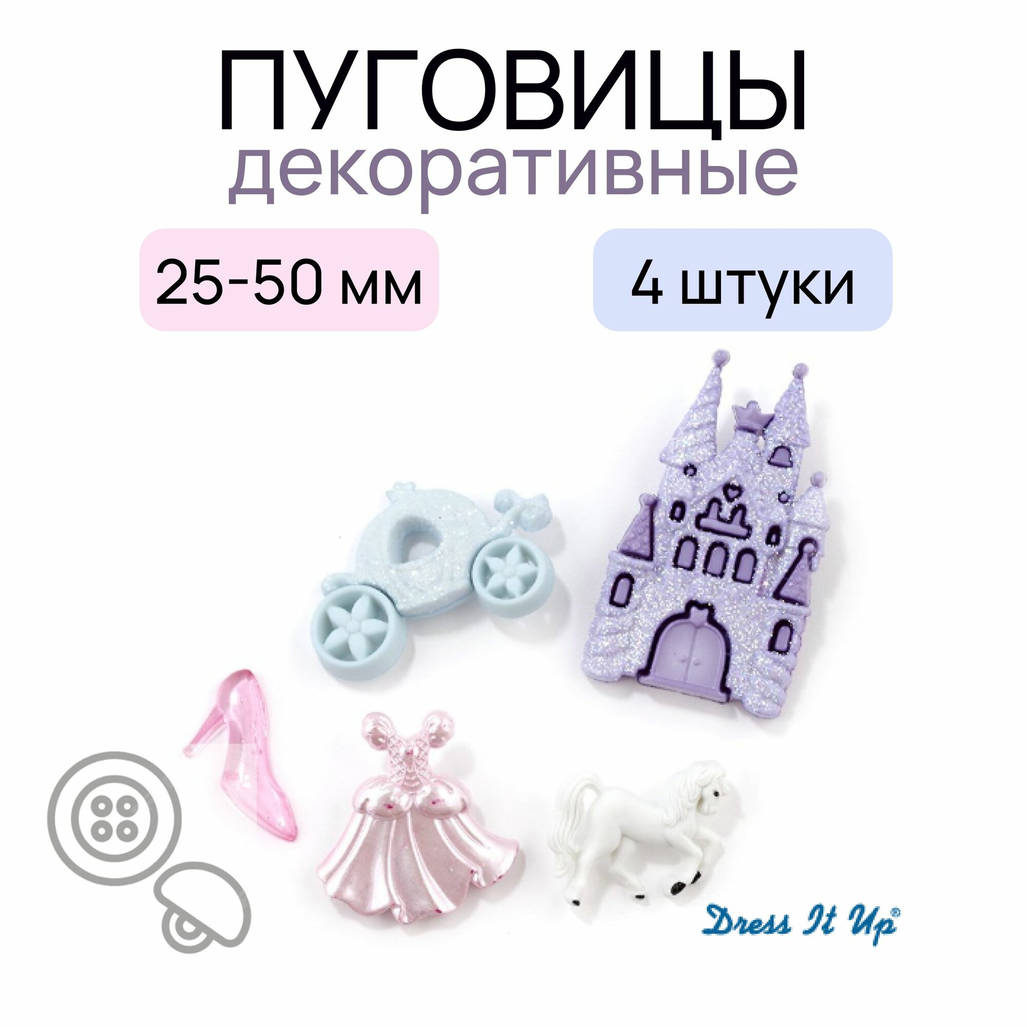 Пуговицы декоративные "Счастливый конец" 4 шт. пластик