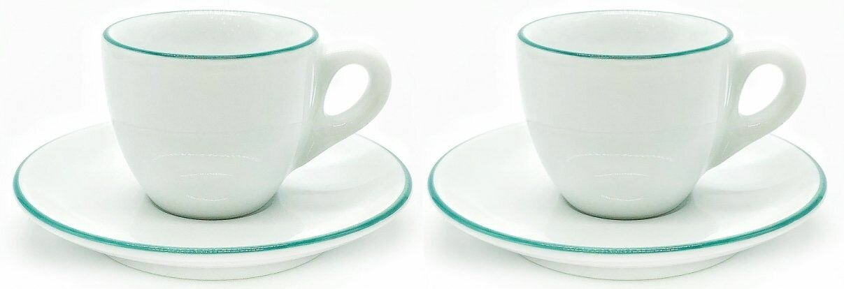 Комплект из 2-х кофейных пар для эспрессо Verona Rims, 75 мл, цвет морская волна, Ancap, Италия
