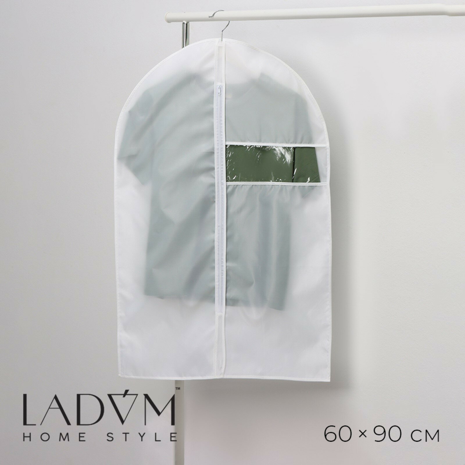 Чехол для одежды LaDоm, ПВХ окно, плотный, 60×90 см, белый