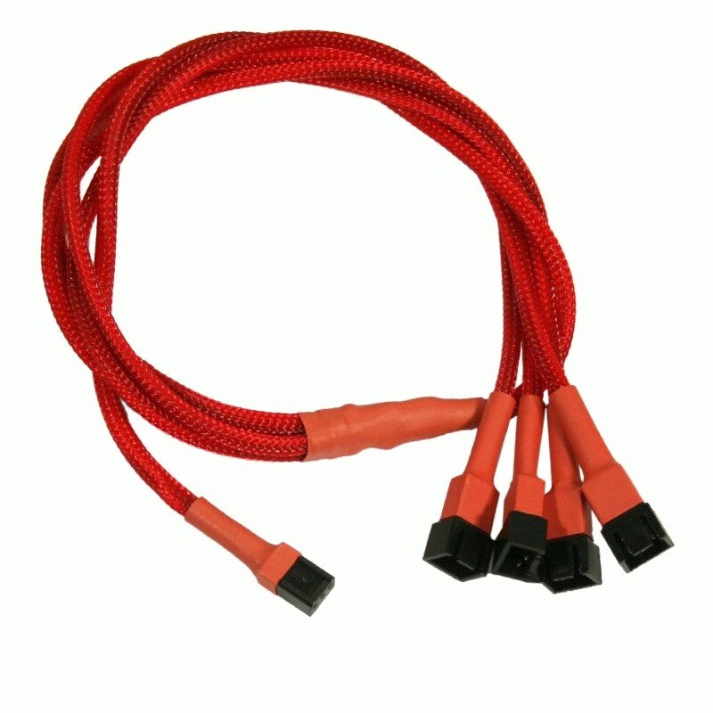 Разветвитель Nanoxia 3-pin в 4 х 3-pin, 60см . красный NX34A60R