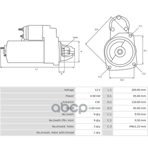 Стартер CITROEN AX, BERLINGO, BX, C2, C3, C4, C-ELYSEE, NEMO, SAXO, XSARA BREAK, XSARA PICASSO, ZX, шт. Zikmar арт. Z28563R