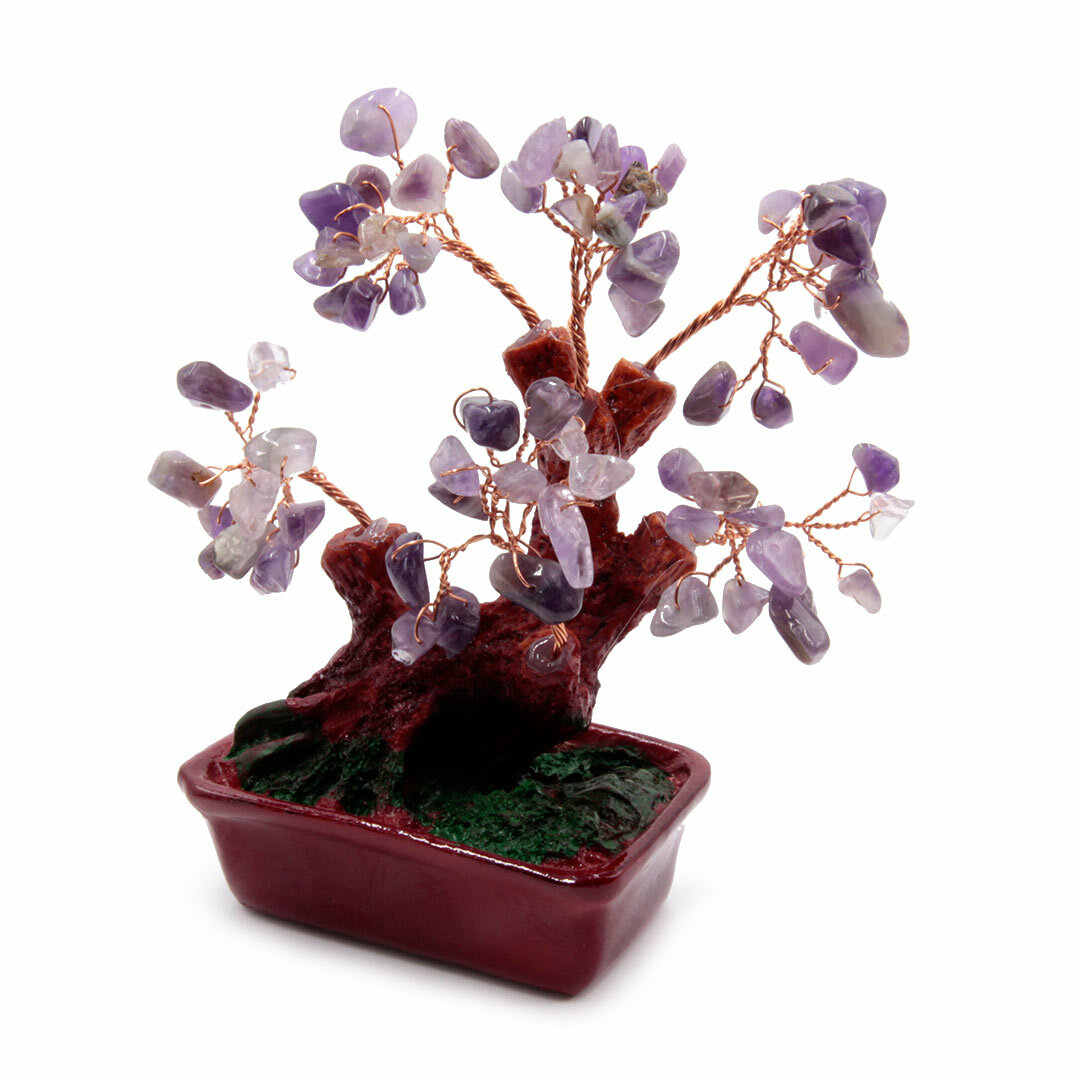 Статуэтка дерево счастья Аметист - Счастье в дом (14см на 8,5см), 1 шт.