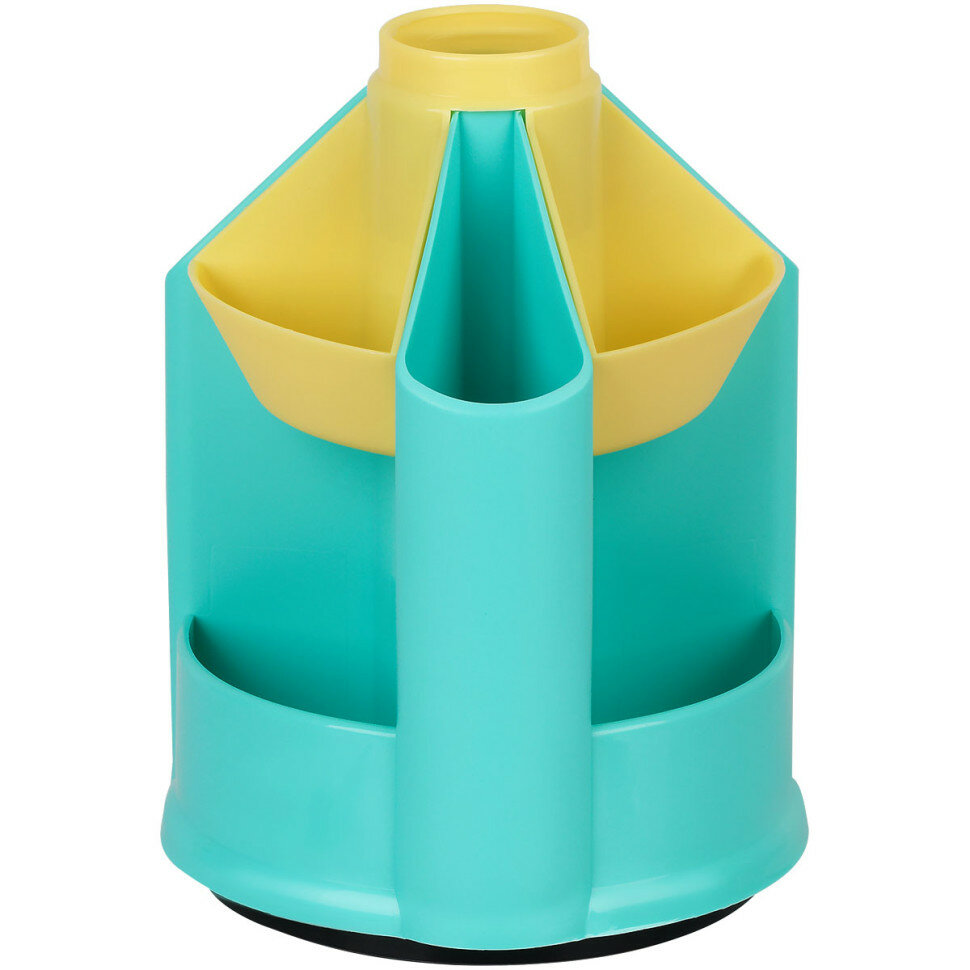 Настольная подставка СТАММ "Mini Desk", пластиковая, вращающаяся, мятный/желтый, 372496