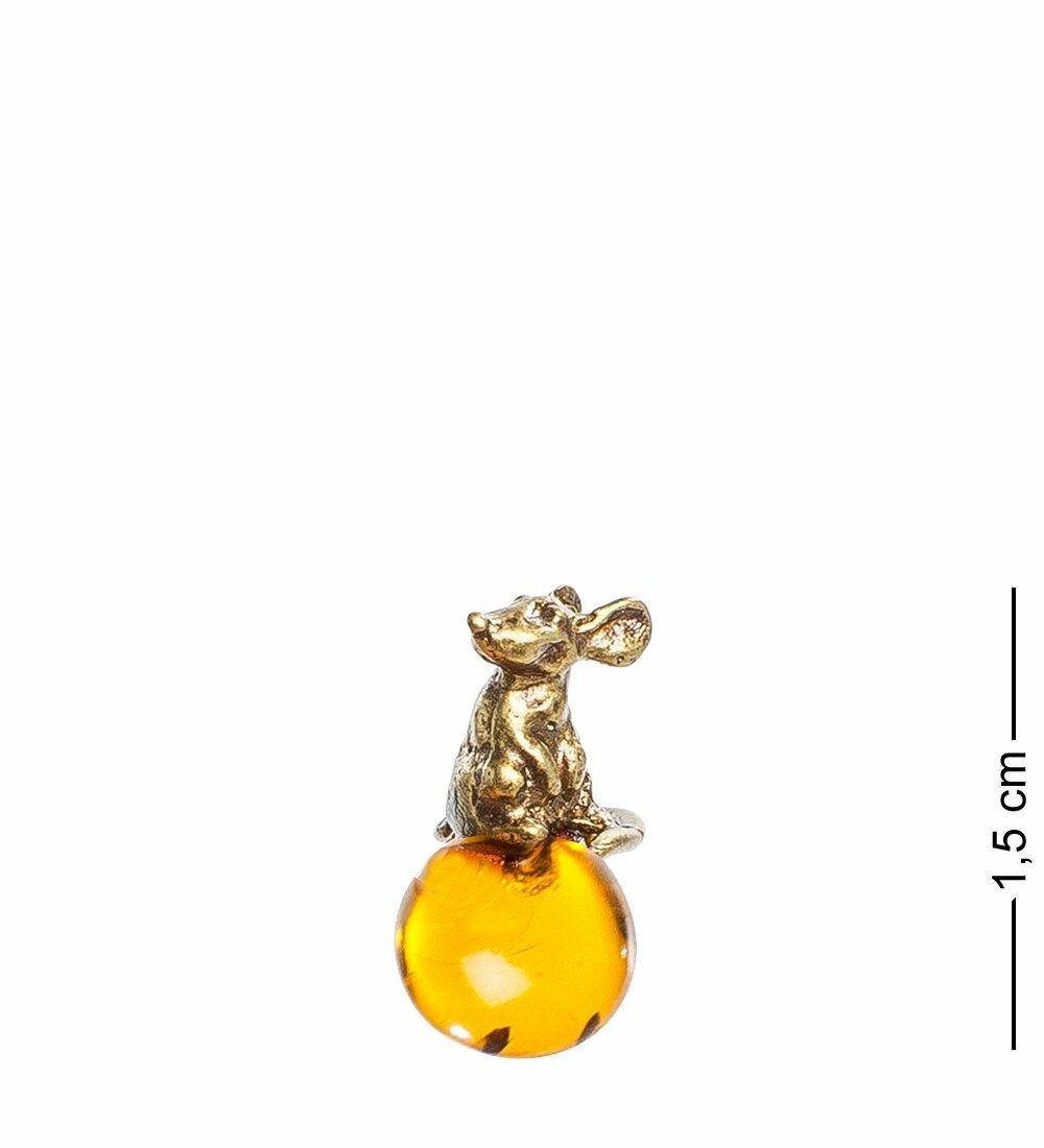 Фигурка кошельковая 'Мышь' (латунь, янтарь)
