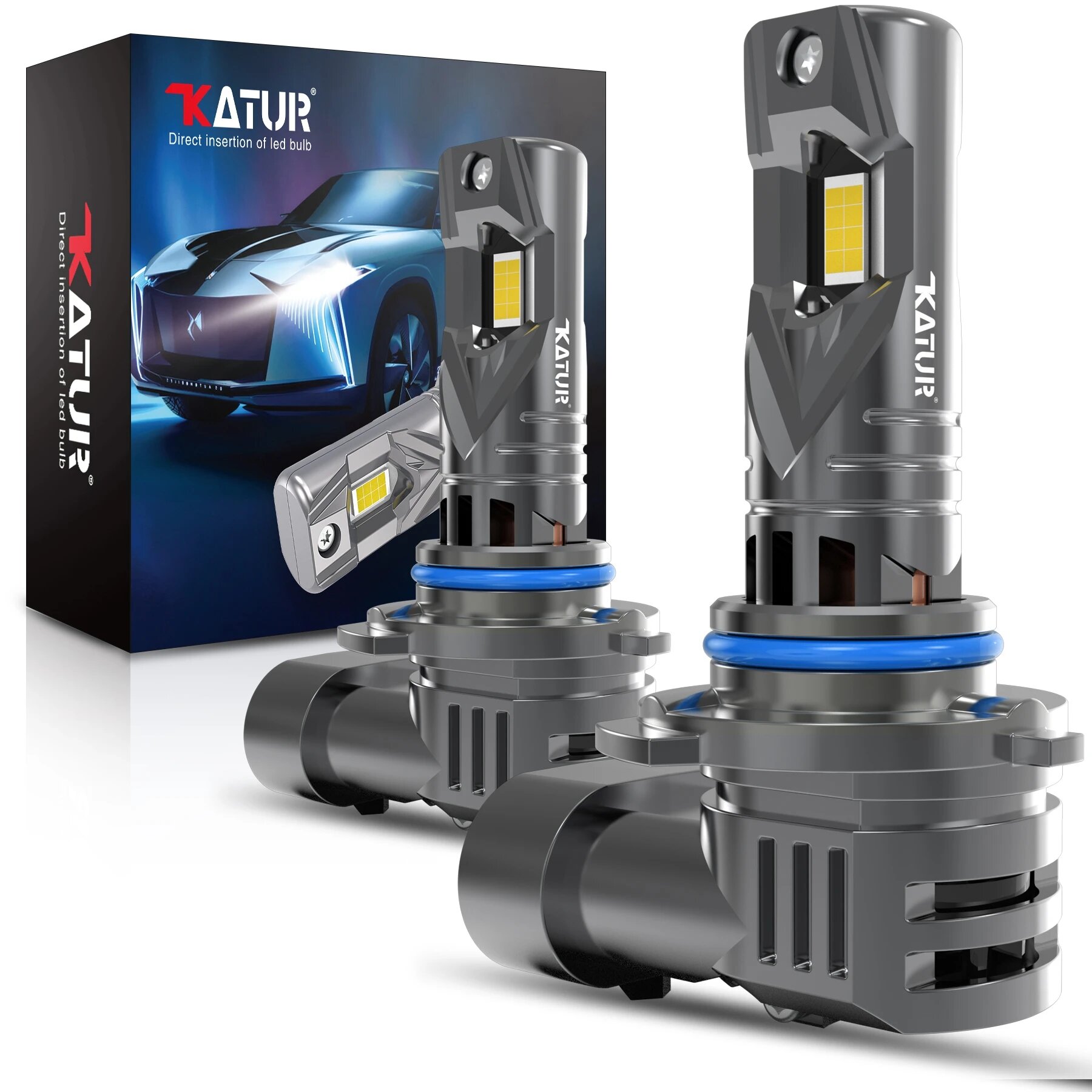 Светодиодные Лампы Для Автомобильных Фар Katur 2x HIR2 9012, 100 Вт, Высокая Мощность, 6000K, Белые