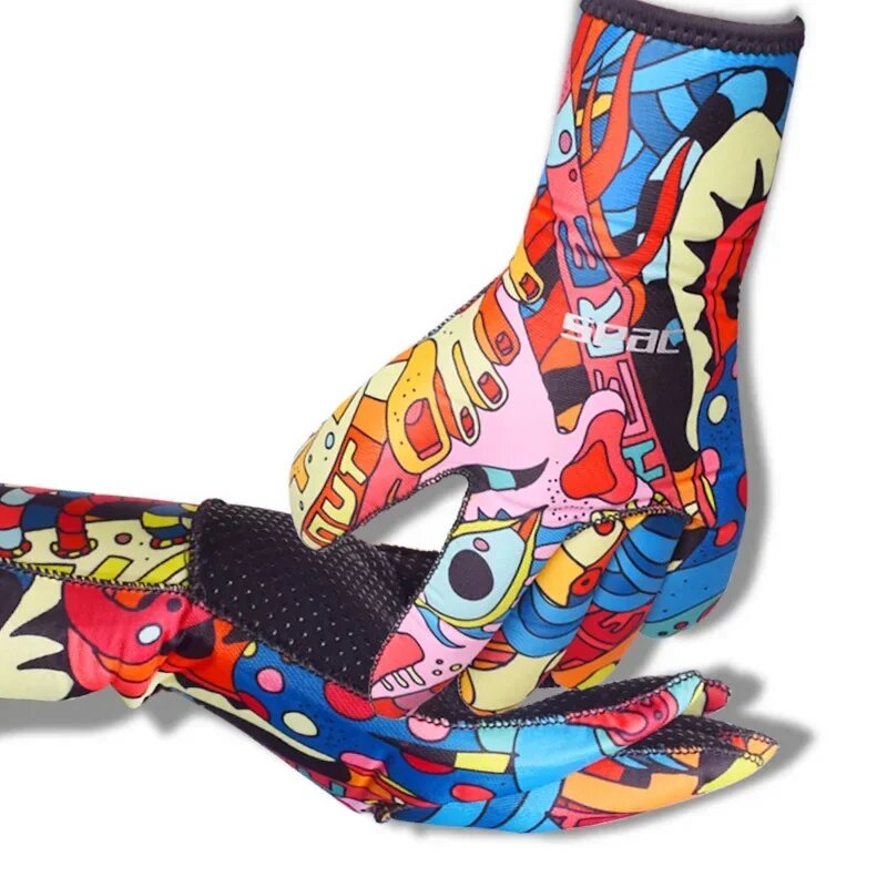 Неопреновые перчатки для дайвинга 3 мм черные Черный, 005 Floral Gloves, М