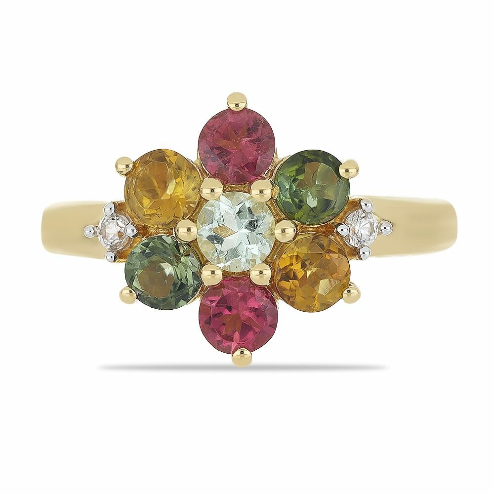 Кольцо, серебро, 925 проба, циркон, турмалин