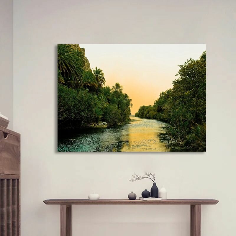 Картина "Природа реки" ВсеКартины. Тут, 50x70 см, на деревянном подрамнике, холст, экочернила, крепление "крокодил"