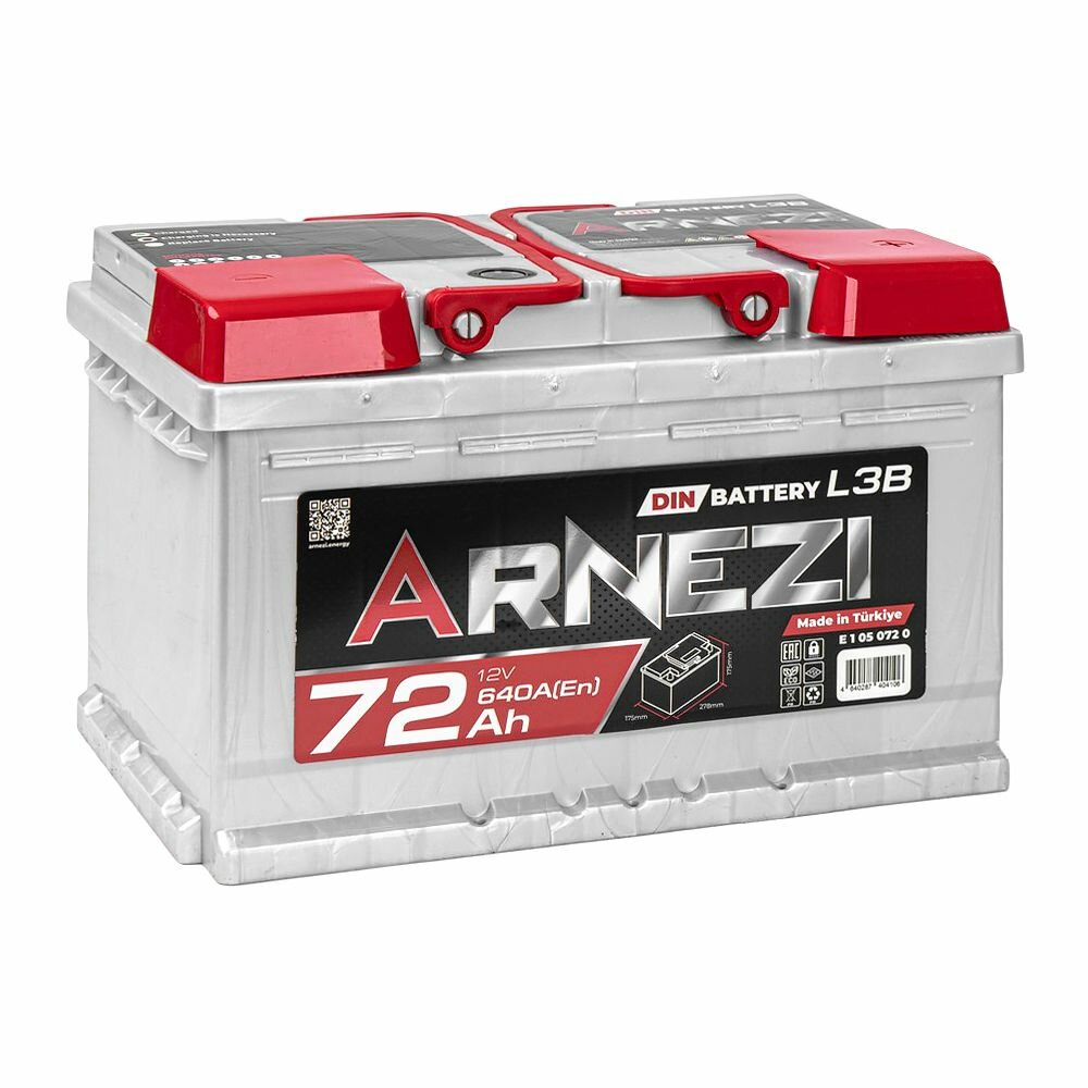 Аккумулятор Arnezi DIN SMF 72 А/ч обратный R + 278х175х175 L3B EN640 A