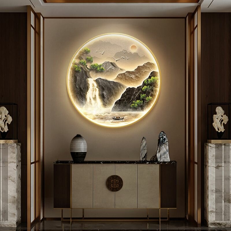 Картины на стену для интерьера, Удачливый световой декор в прихожей, трехмерное облегчение