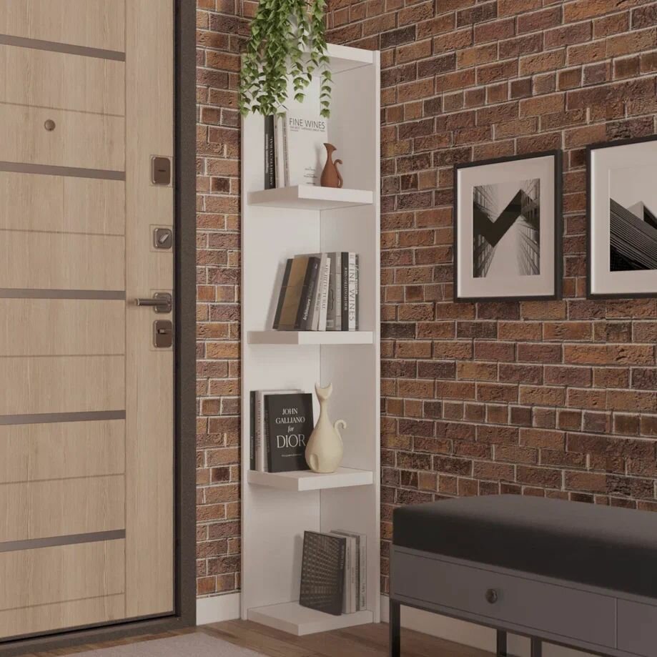 Стеллаж RIDDLE KIANY, 1742 х 316 х 316, угловой напольный деревянный стеллаж для игрушек и книг