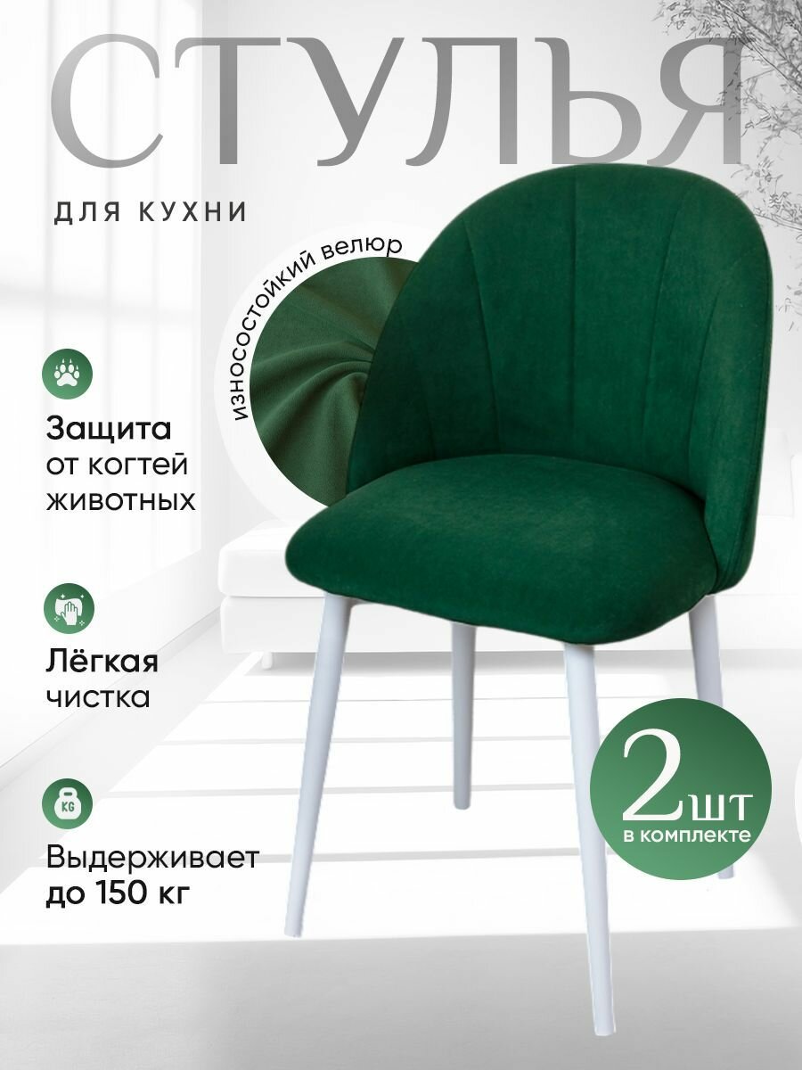 Стулья для кухни комплект 2 шт Лотос, зеленый