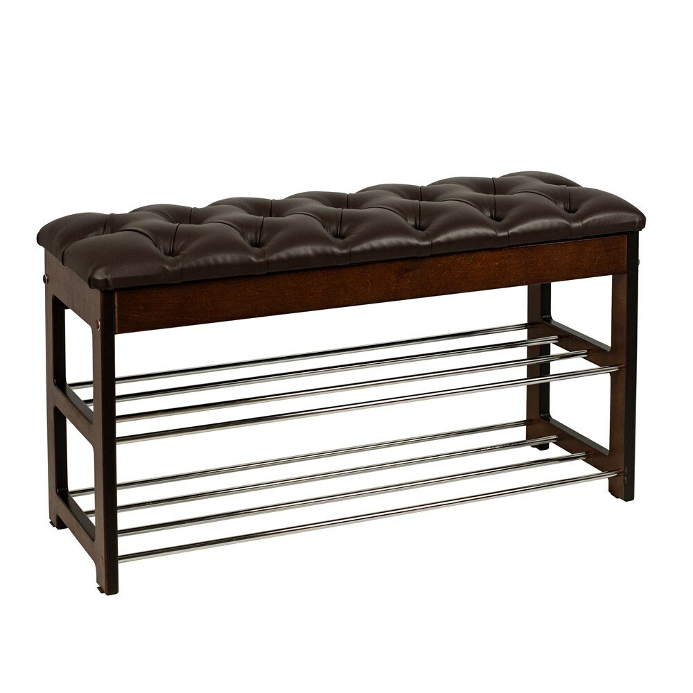 МБЛ Банкетка Грейс орех, к/з Ева 1, каретная стяжка Л орех, к/з Ева 1