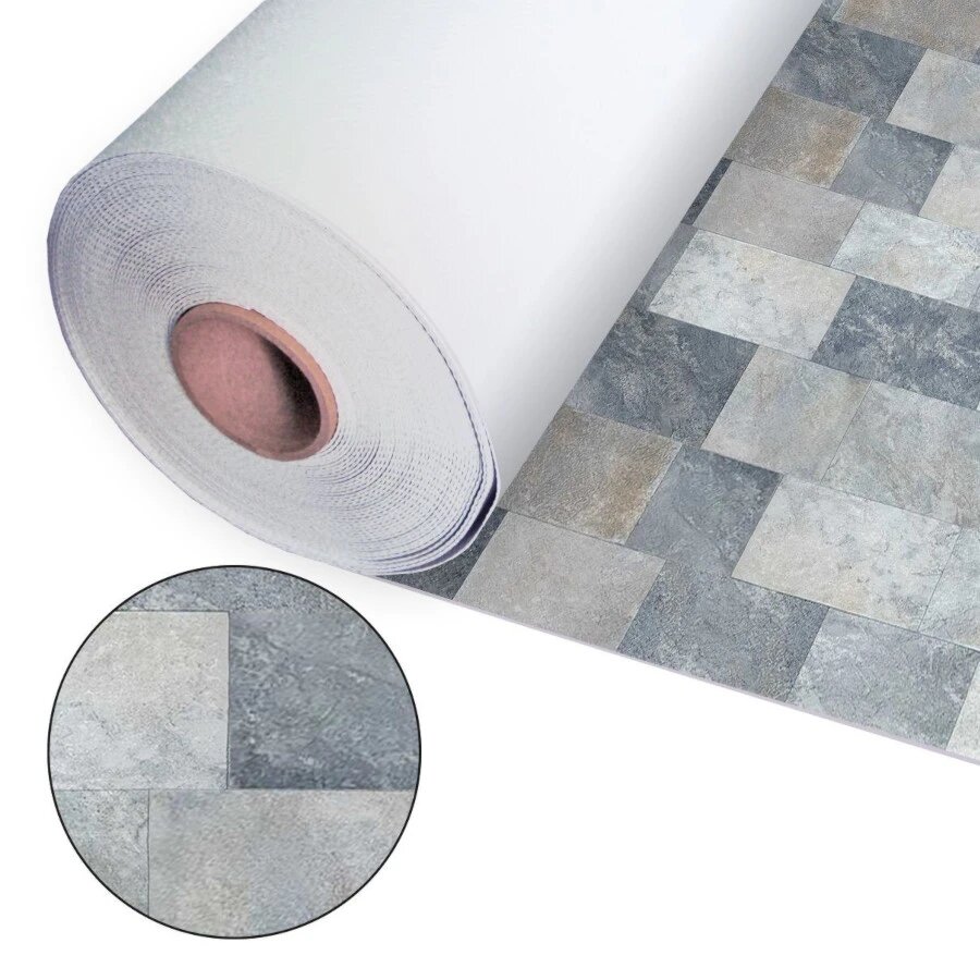 Плёнка ПВХ Cefil Keramik Bluemoon (плитка), нескользящая, 1,65 × 25 м (41,25 м2), цена - за 1 рулон