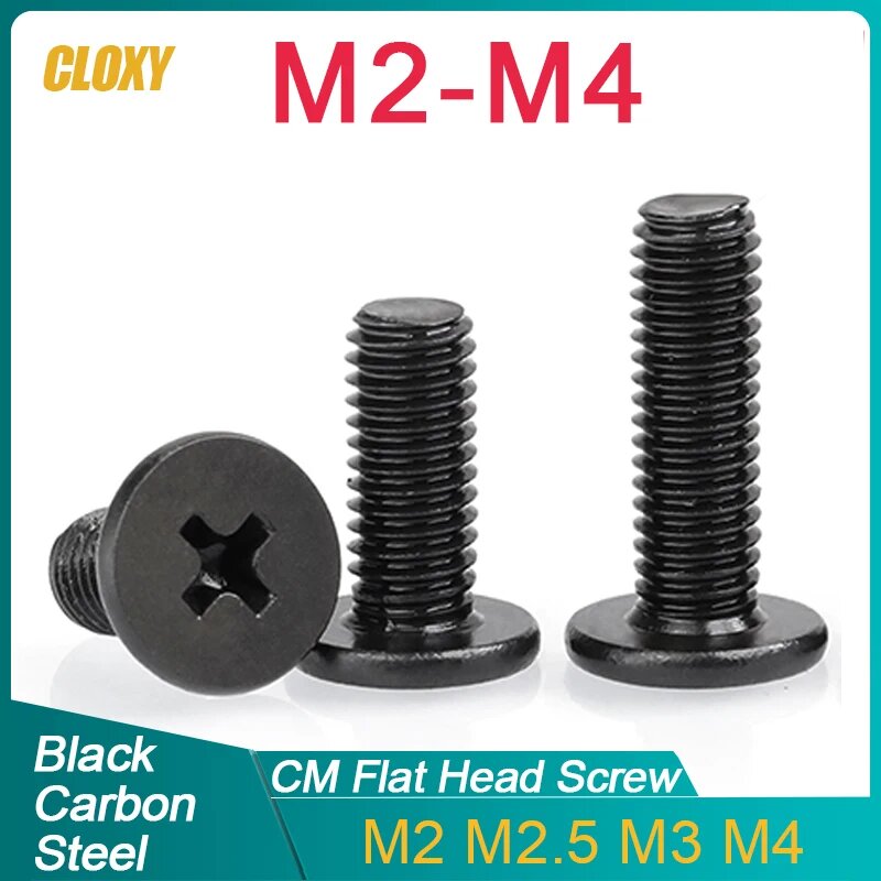 CLOXY Винты с плоской головкой для ноутбука M2 M2.5 M3 M4 M2 (50pcs), 5mm