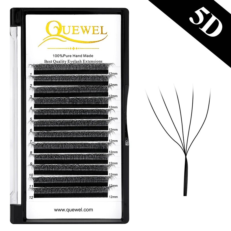 Quewel 5D W Eyelash, D изгиб, 8mm