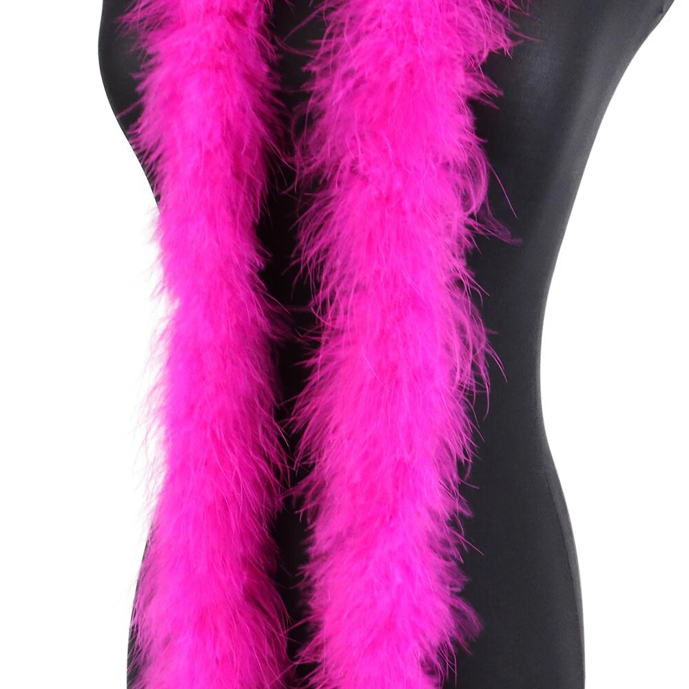 Боа из перьев индейки WZBDECOR белая 2 ярда Розовый, Rose pink