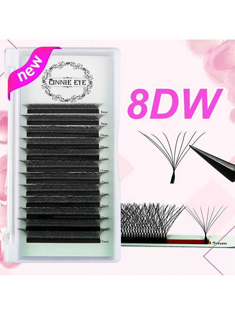 Наращивание ресниц CINNIE EYE 6D, 5D, 7мм C, 8-15 mix, 8W cilios