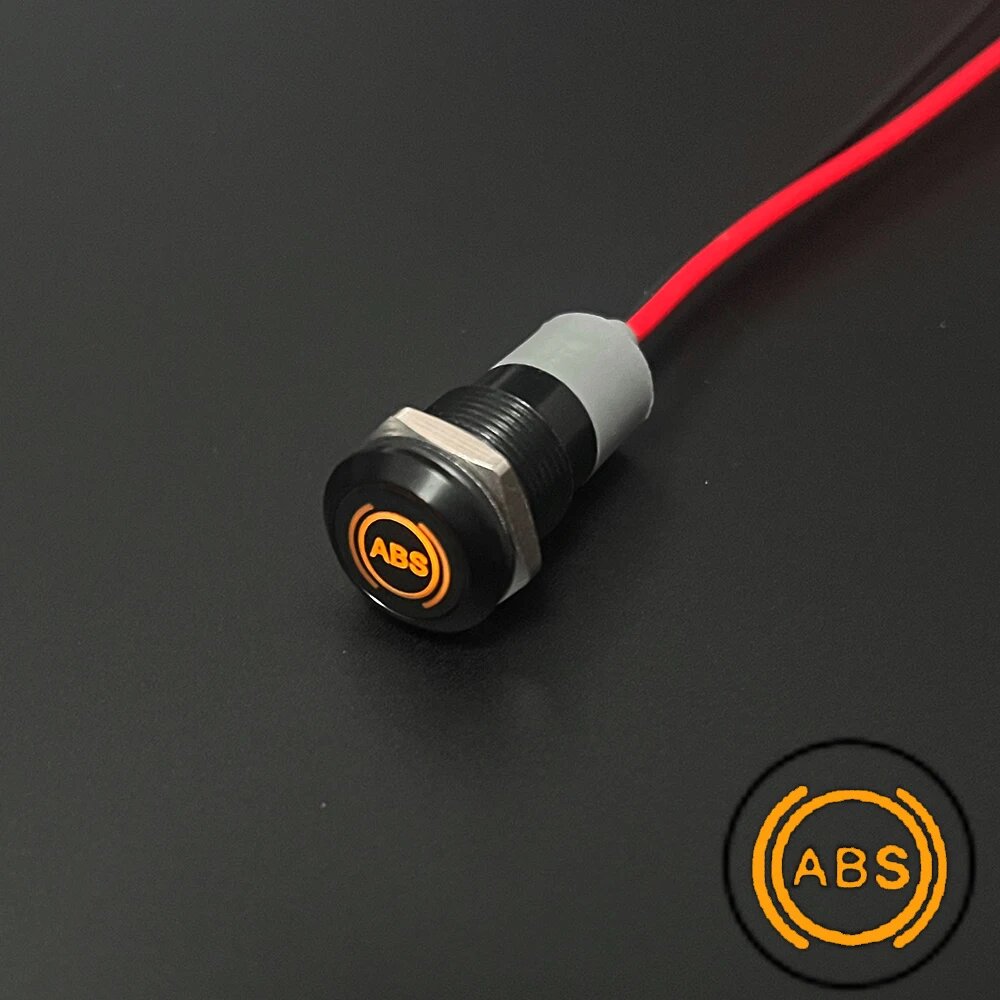 Световой индикатор 12В, 12мм, желтый, Custom 10