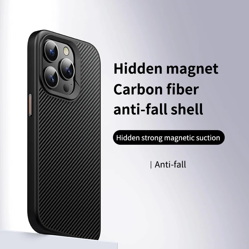 Чехол для iPhone 13 Pro Max KEYSION, карбон, магнитный, противоударный