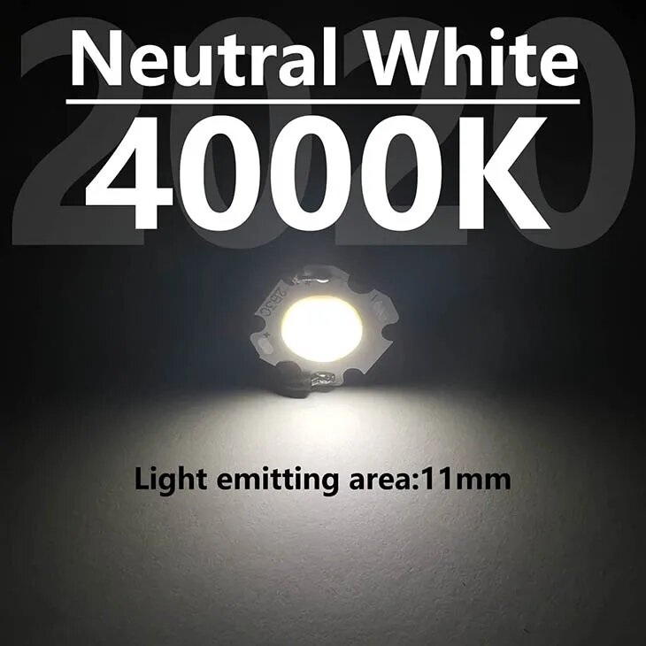 Светодиодный светильник Neutral White 4000K, 3W DC9-9.6V, 11mm