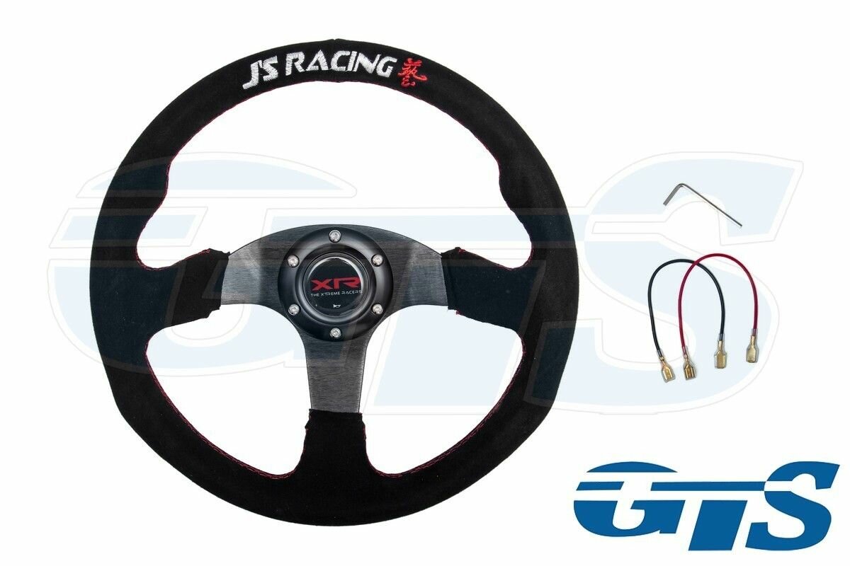 Руль JS RACING ES-01711, спортивный, внутри, спереди, замша, металл