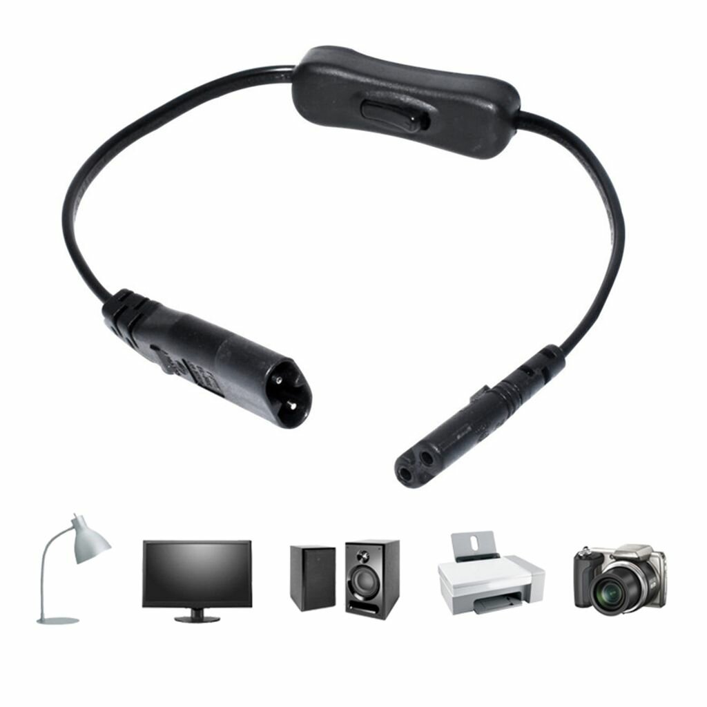 Полностью медный восьмизначный переходник от мужчины к женщине IEC 320 C7 C8 с линией преобразования переключателя управления мощностью