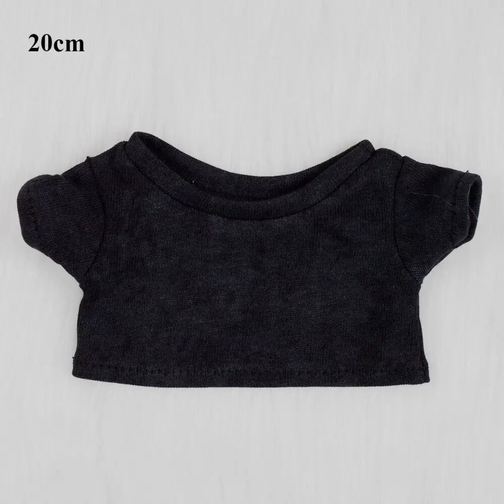 Хлопковые кукольные толстовки и футболки для кукол 10/15/20 см Черный, Black-20cm-Style 1