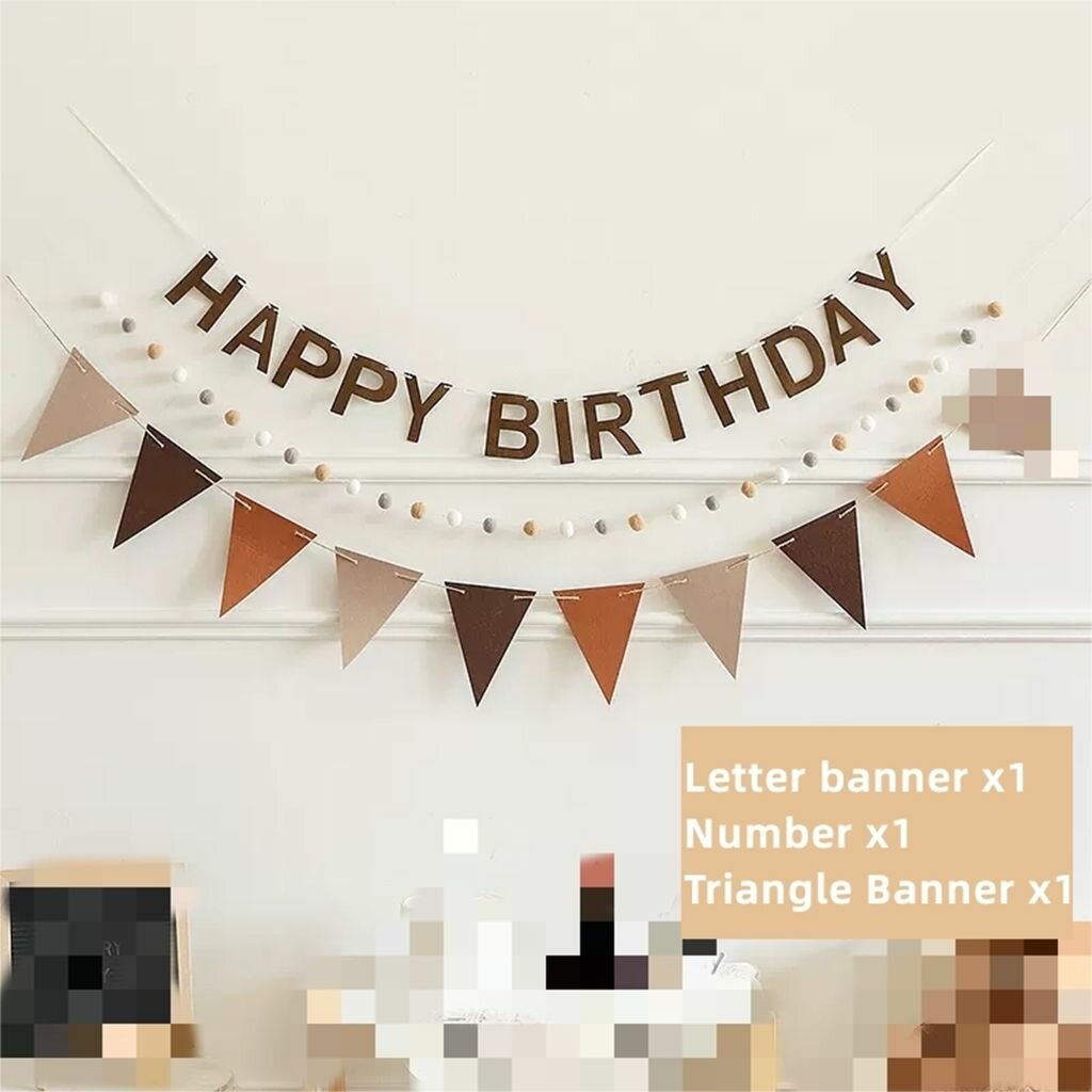 (Один комплект) Набор фетровых флажков на день рождения в корейском стиле-набор C