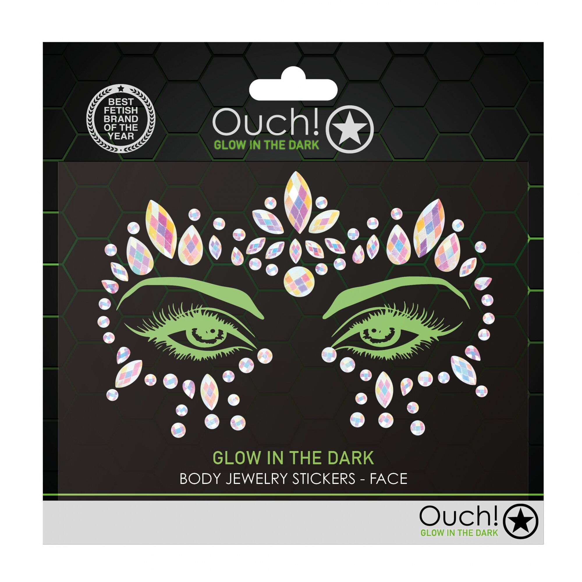 Декоративное украшение (камни) на клеевой основе Body Jewelry Stickers - Face - Glow in the Dark - O