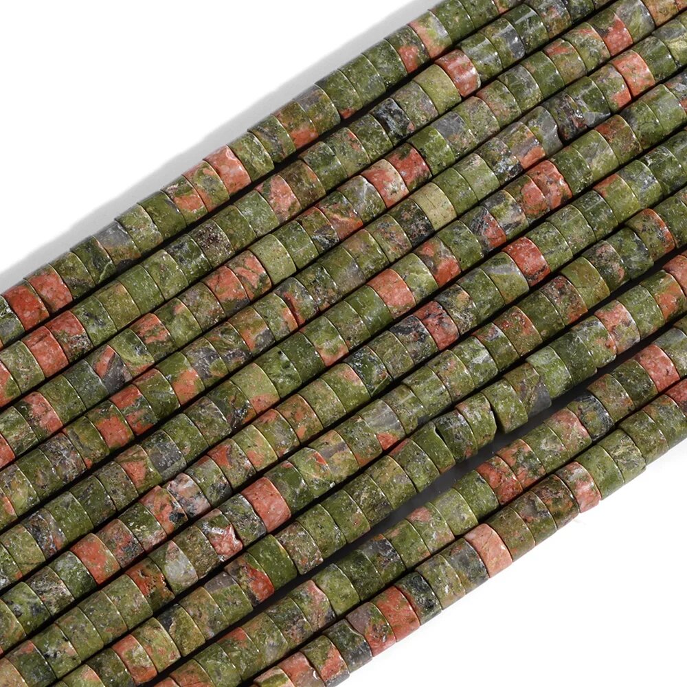 Бусины из унакита, агат, плоские круглые, 2*4 мм, 150 шт