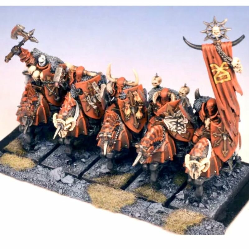 Chaos Knights. Warhammer Retro Fantasy Battles. Рыцари хаоса. Набор из 5 миниатюр для настольной игры вархаммер. Базы в комплекте.