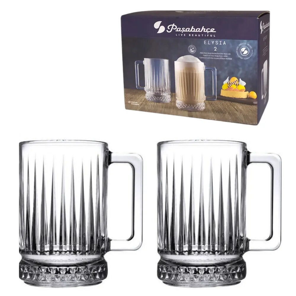 Набор кружек Elysia, Pasabahce, с ручкой, для чая/кофе, 2 шт, 310мл