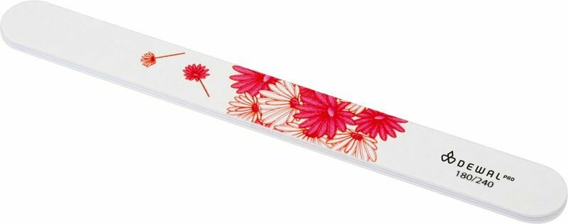 Пилка для маникюра для ногтей DEWAL Pro серия "Design Edition", прямая, 18 см, абразивность 180/240 грит, разноцветная