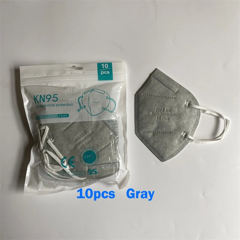 Многоразовые защитные маски FFP2 KN95 jiansu розовые для взрослых Серый, 10Pcs Grey