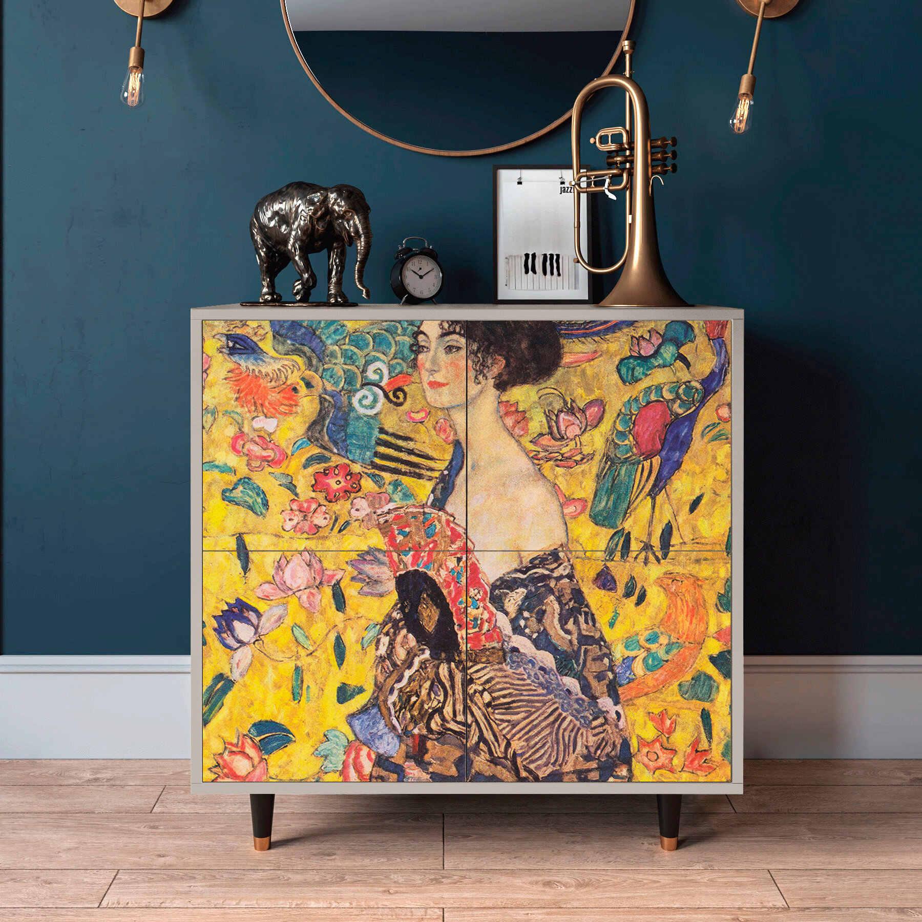 Комод - STORYZ - BS3 Lady with Fan by Gustav Klimt, Размер - 94 x 96 x 48 см, Цвет корпуса - Сатин