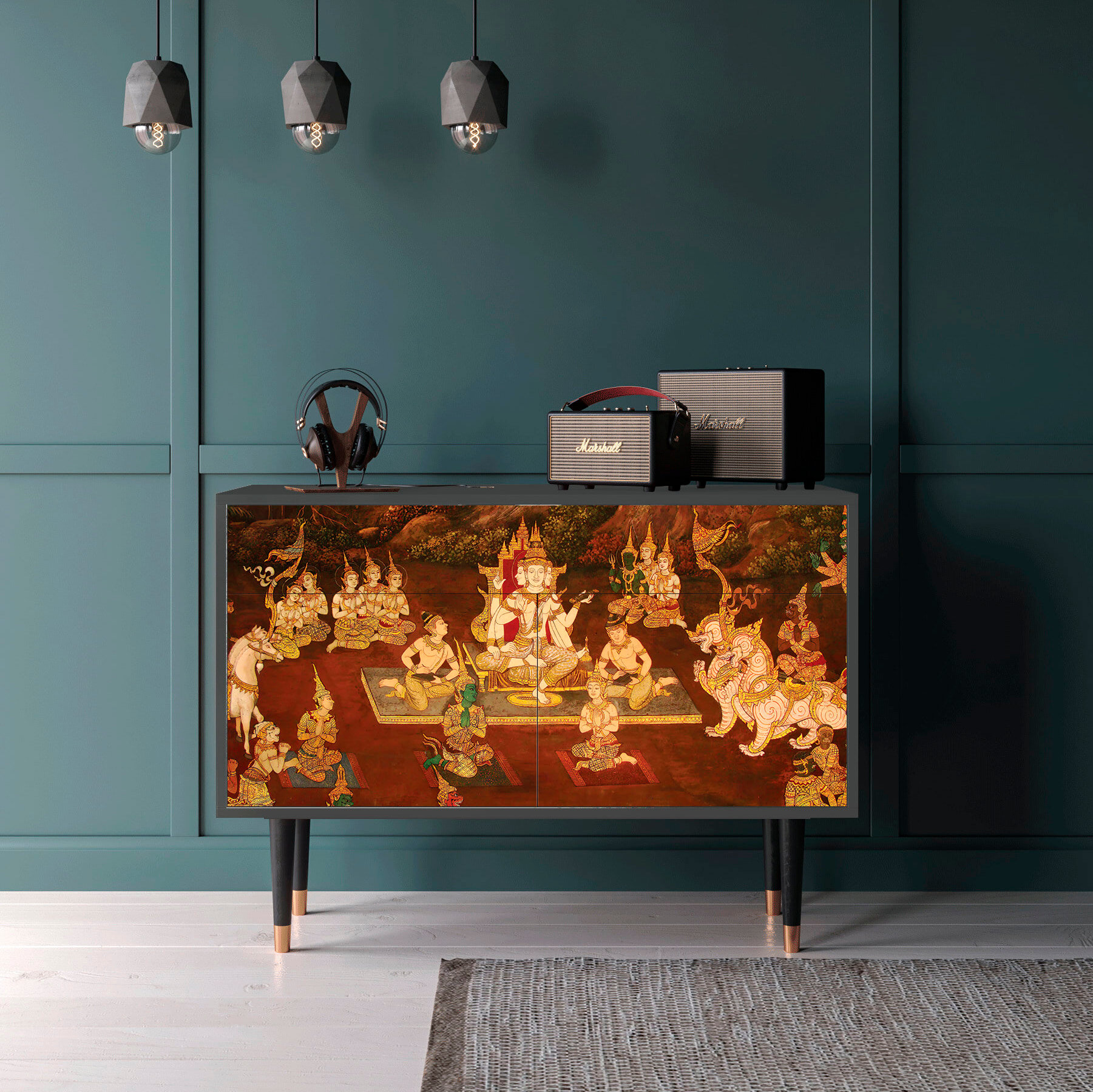 Комод - STORYZ - BS4 Malyavan, Размер - 115 x 85 x 48 см, Цвет корпуса - Антрацит