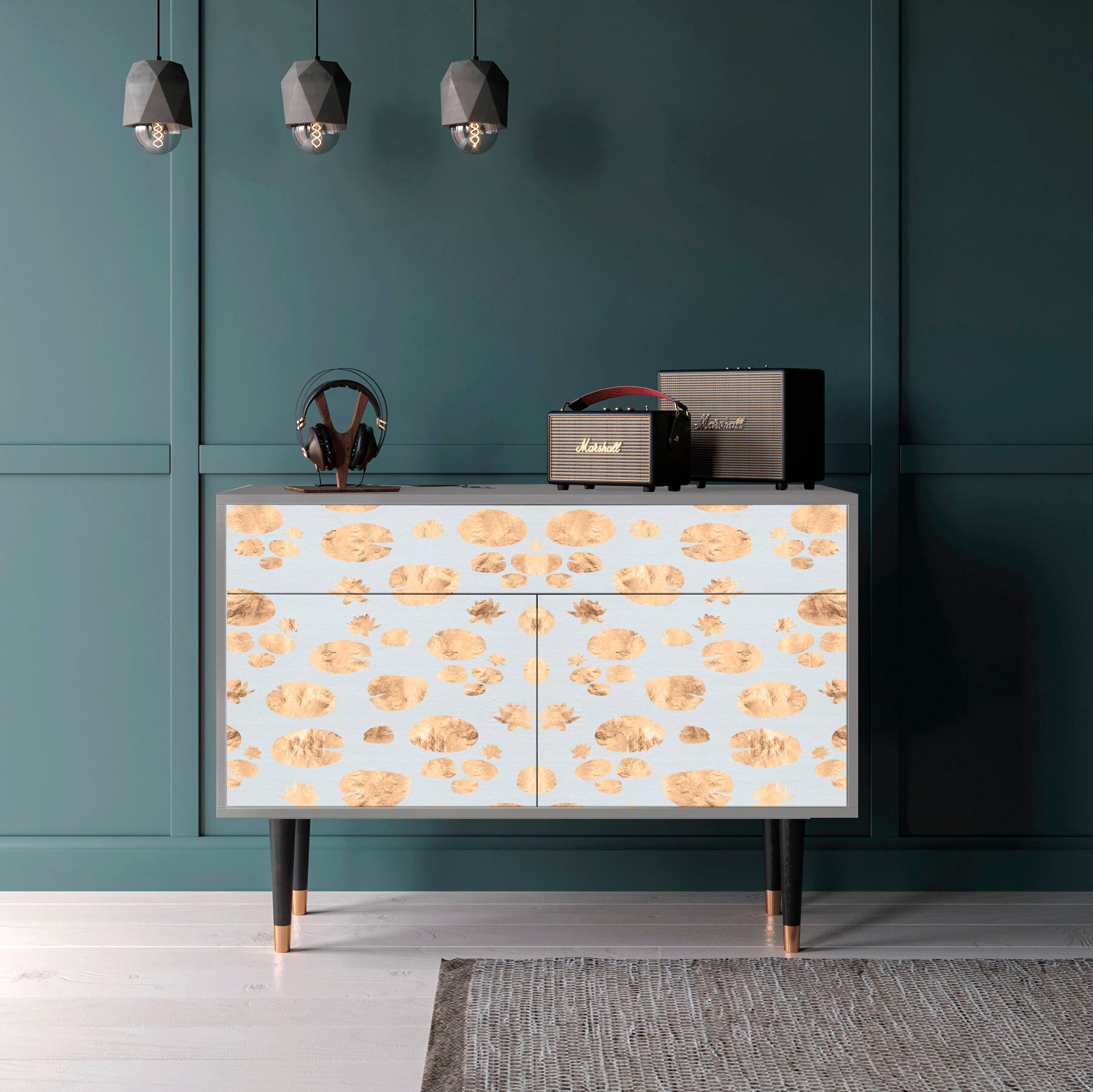 Комод - STORYZ - BS4 Blue Giraffe, Размер - 115 x 85 x 48 см, Цвет корпуса - Серый