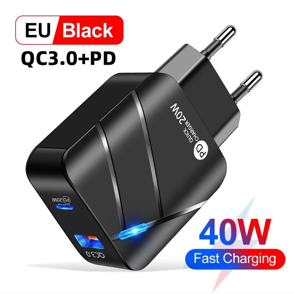 Зарядное устройство EU 40W Black QC3.0+PD