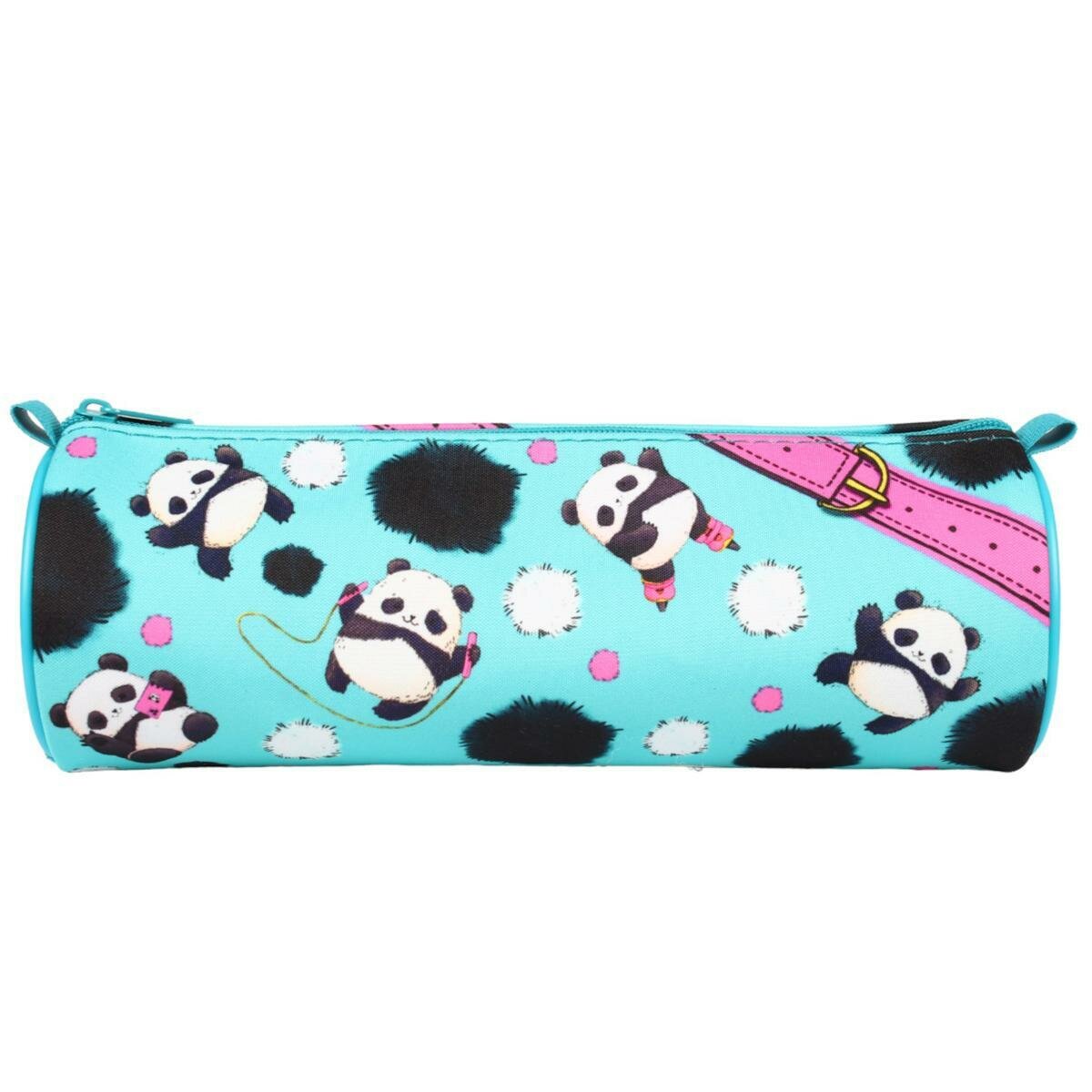 Пенал-тубус "Плюшевые панды", 210х70мм, голубой/розовый, полиэстер