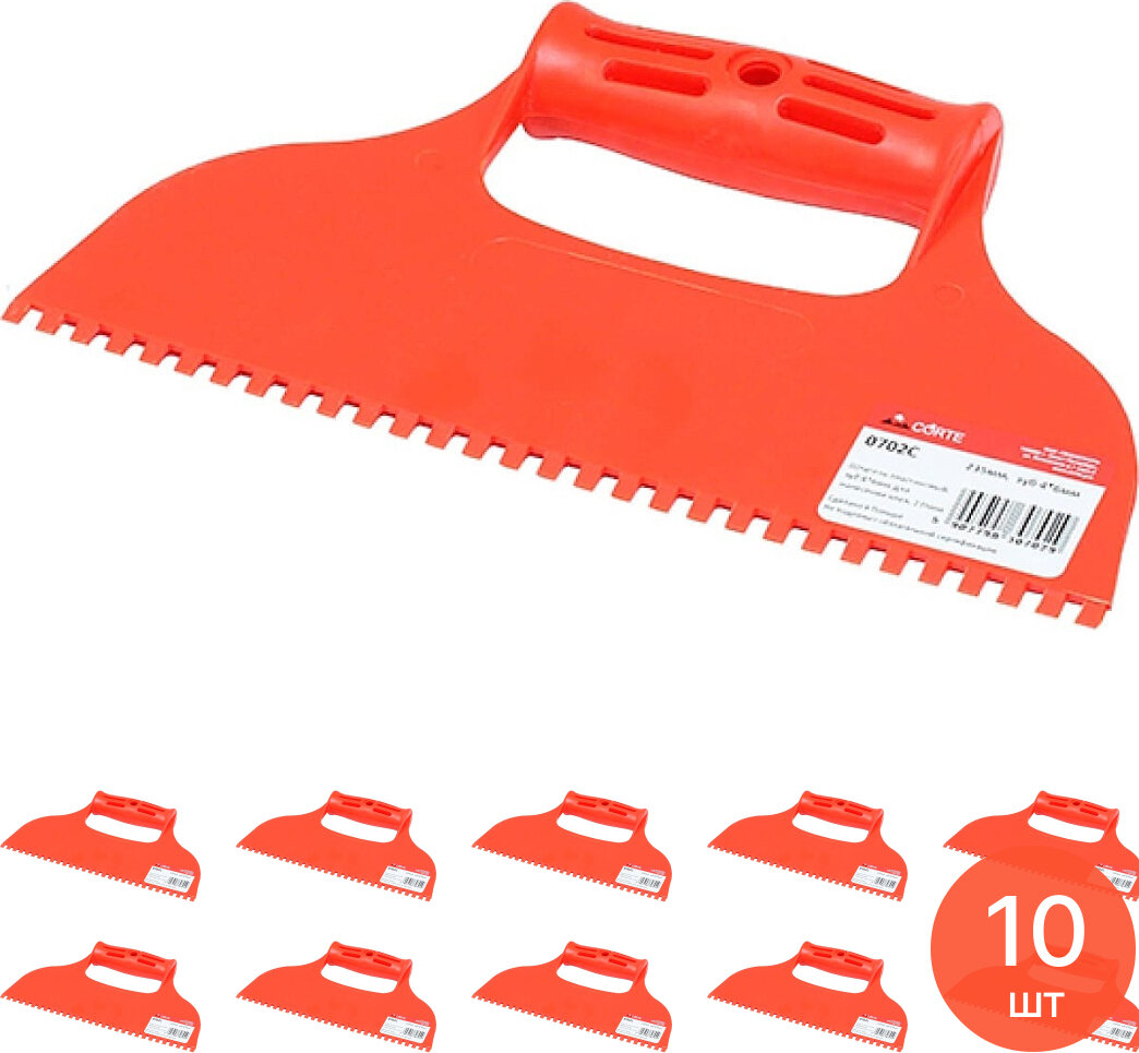 Шпатель строительный CORTE / Корте для нанесения клея, из пластика, 235мм / малярные и отделочные инструменты (комплект из 10 шт)