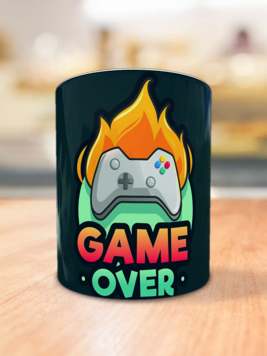 Кружка "Game over" Обнял, керамика, белая, с принтом, 330мл