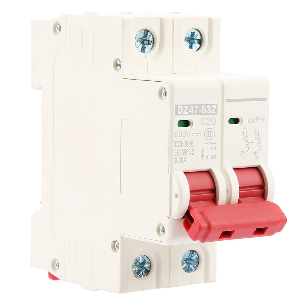 2P DC 500V 20A Миниатюрный автоматический выключатель MCB Защитный выключатель DZ47-63Z-2P