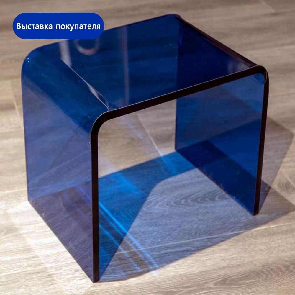 Табурет 12331, офисный, велюр искусственный, голубой, прозрачный