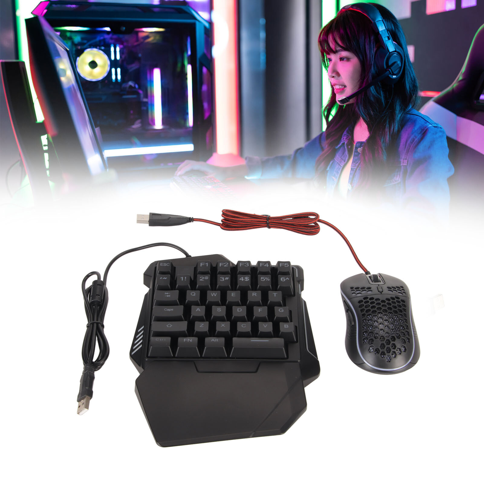 Keyboard Converter Set Silent Design Plug and Play Gaming Keyboard and Mouse Converter для PS4 для XboxONE для Switch, поддерживающий PS3, PS5, Xbox360, Xbox Series X/S, с проводным соединением, настраиваемыми кнопками, функцией Turbo, материалом ABS, в