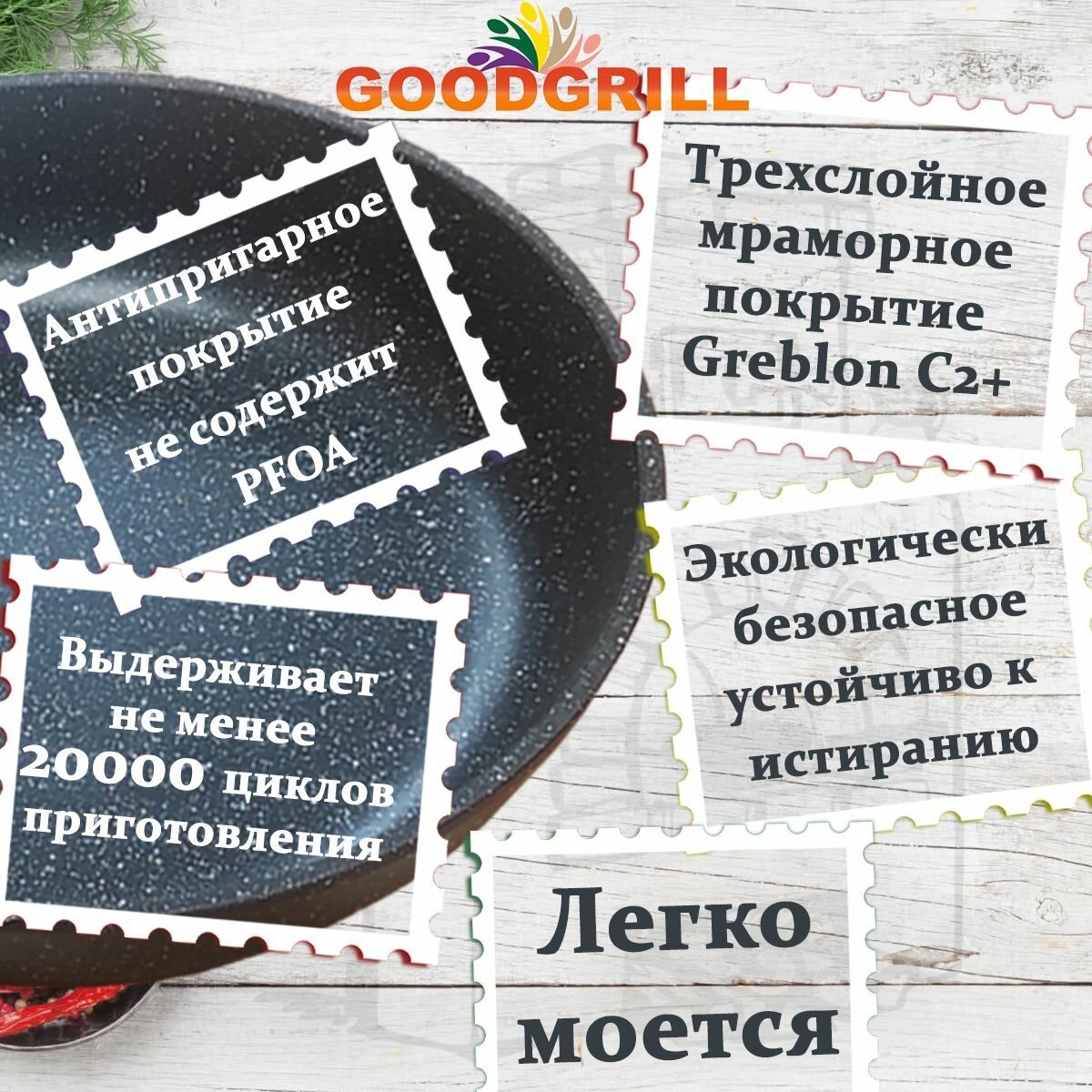 Сковорода для блинов литая 24 см, блинная сковорода с антипригарным покрытием GOODGRILL