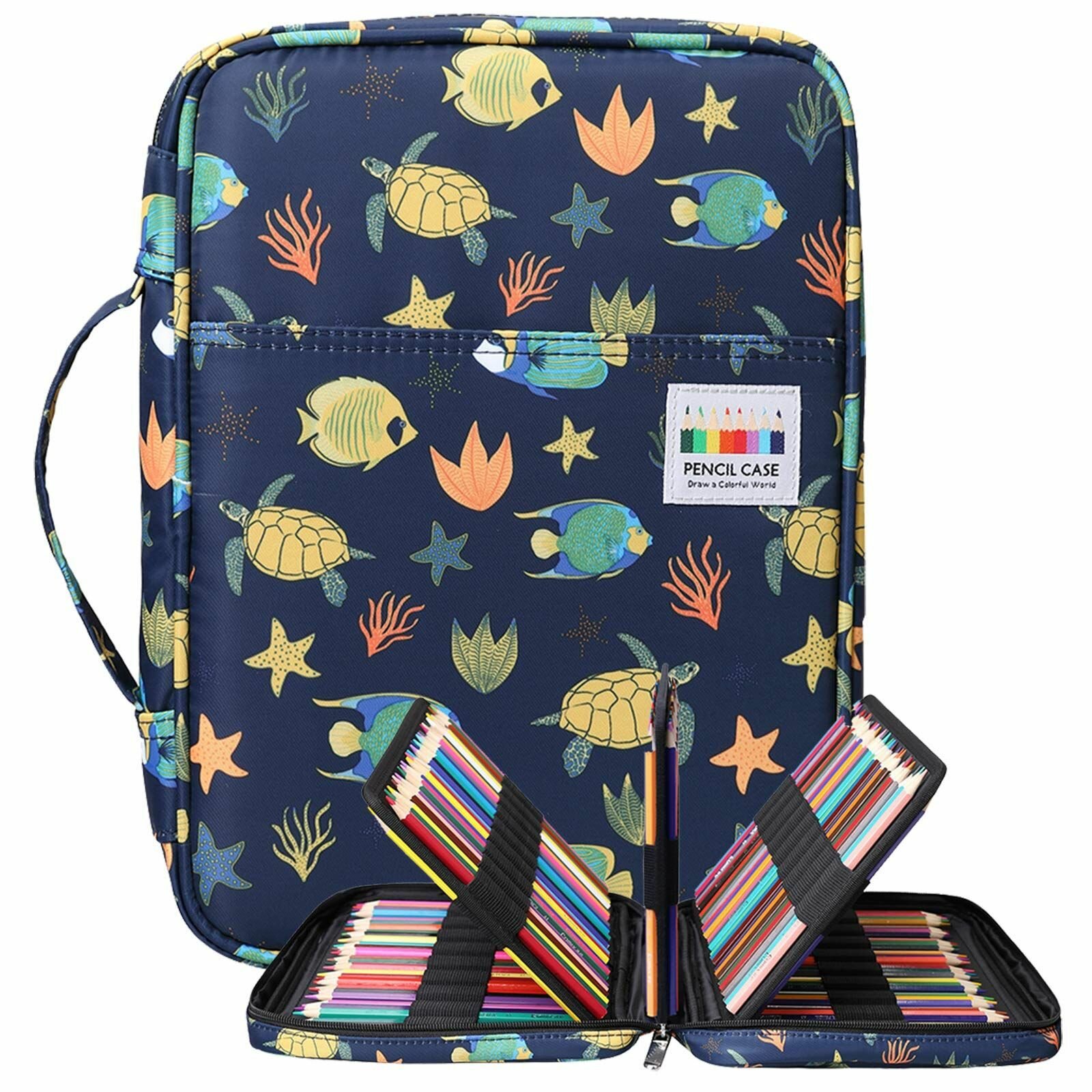 Цветной пенал на 220 слотов, сумка для ручек с застежкой-молнией для художника, органайзер для хранения акварельных карандашей, гелевых ручек, маркеров, большой емкости, удобный держатель