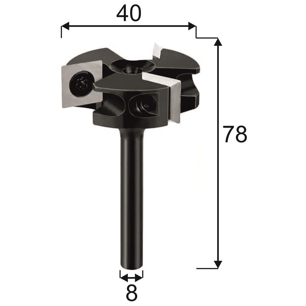 Фреза для выравнивания поверхности, Слэбов со сменными ножами D40 S8 z3
