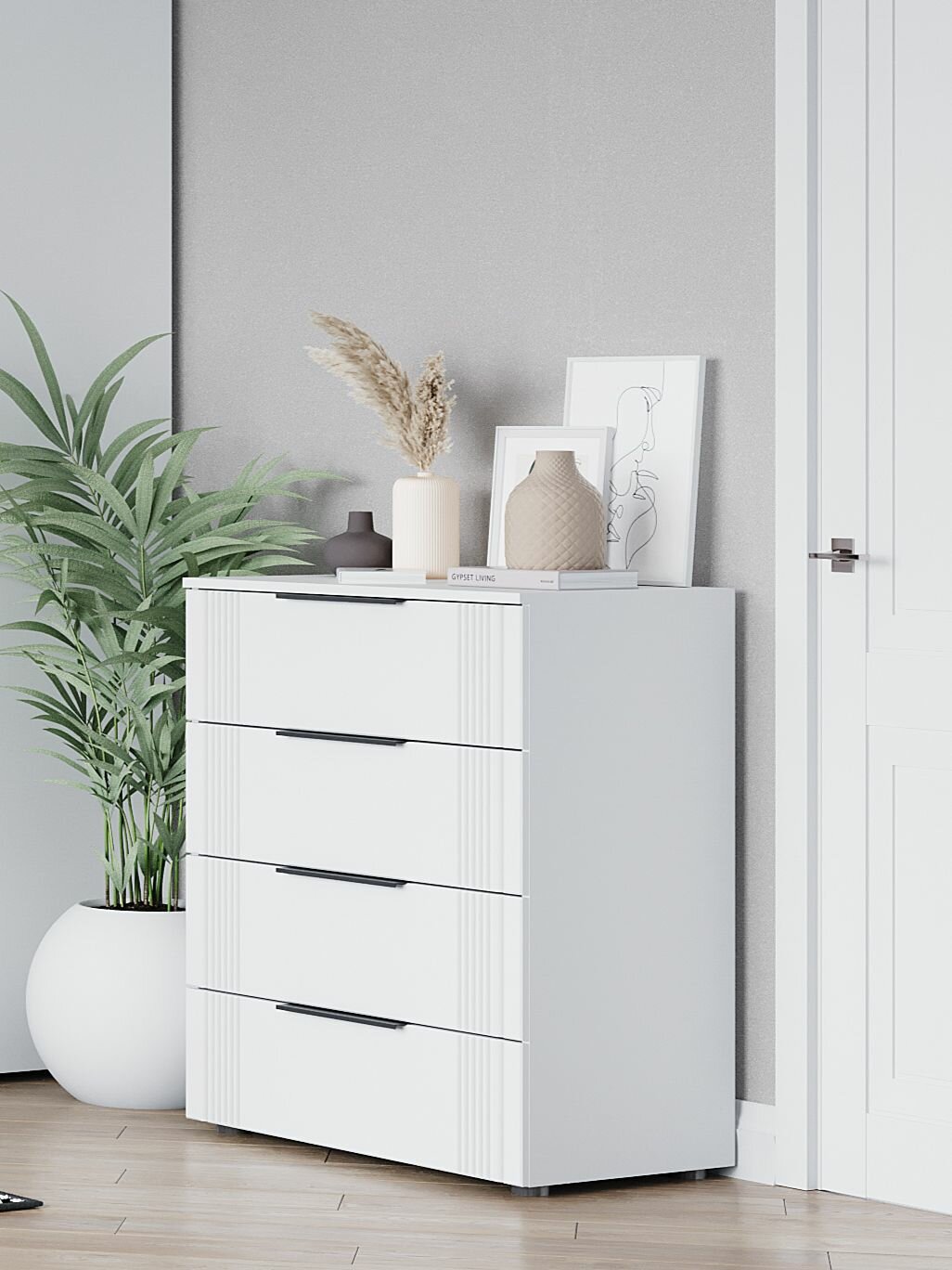 Комод Вита (4 ящика), Белыи лофт