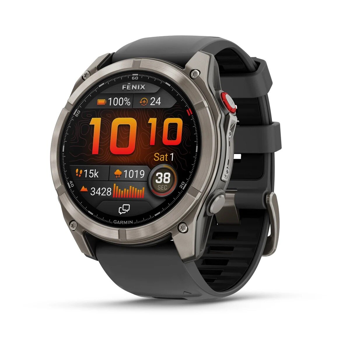 Garmin Fenix 8 Pro 51mm Sapphire Titanium с графитово-черным силиконовым ремешком 010-03199-11